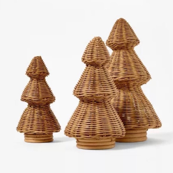 Studio McGee | Holiday | Rattan Basket Weave Christmas Trees Set Of 3 ...